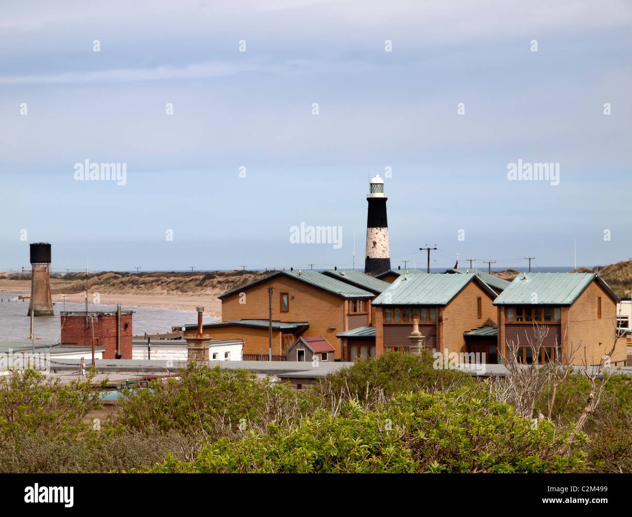 Lifeboat crew houses at Spurn Head Humberside the only permanently ...