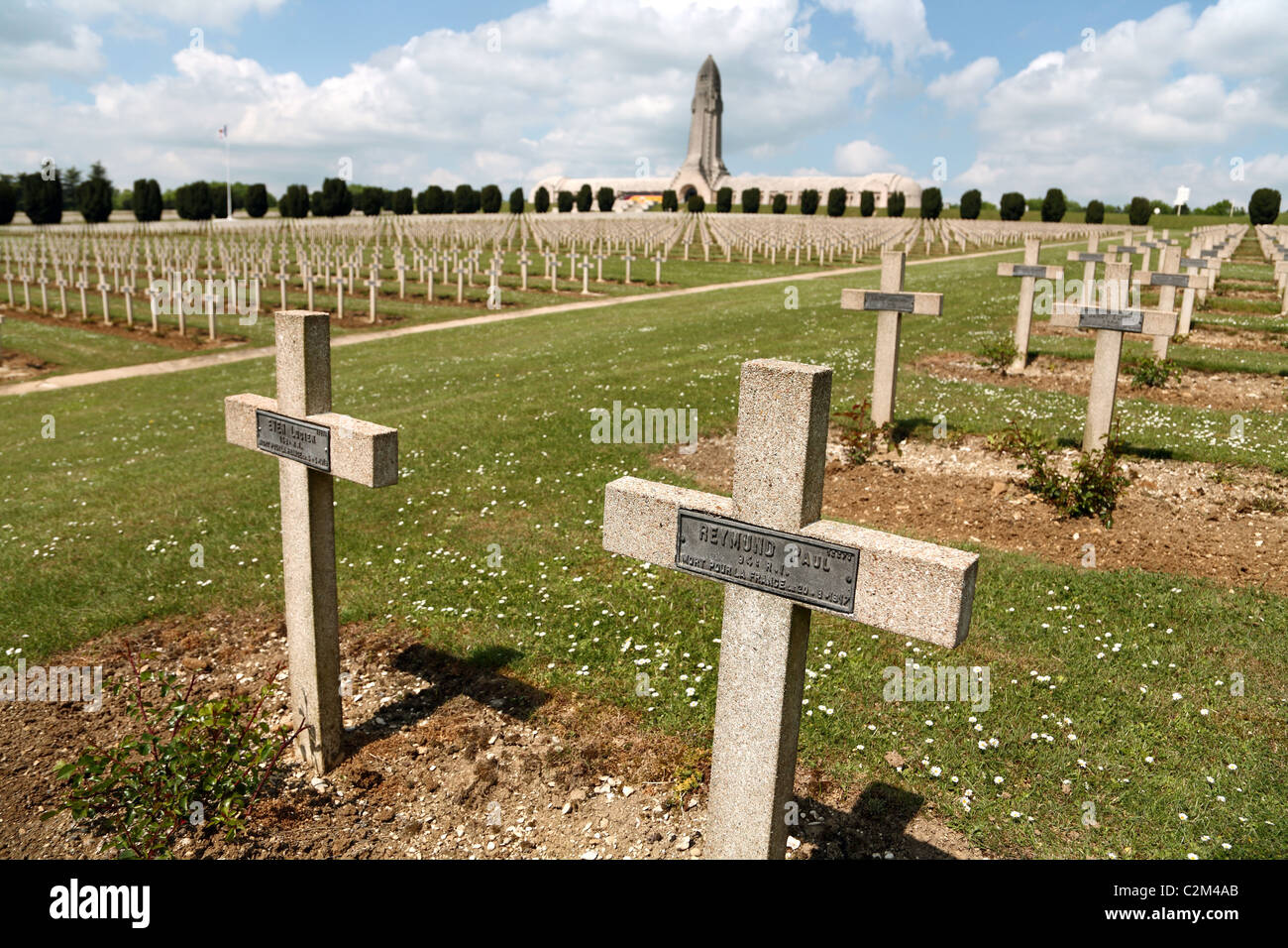 The military cemetery at the Douaumont ossuary, Verdun, France Stock ...