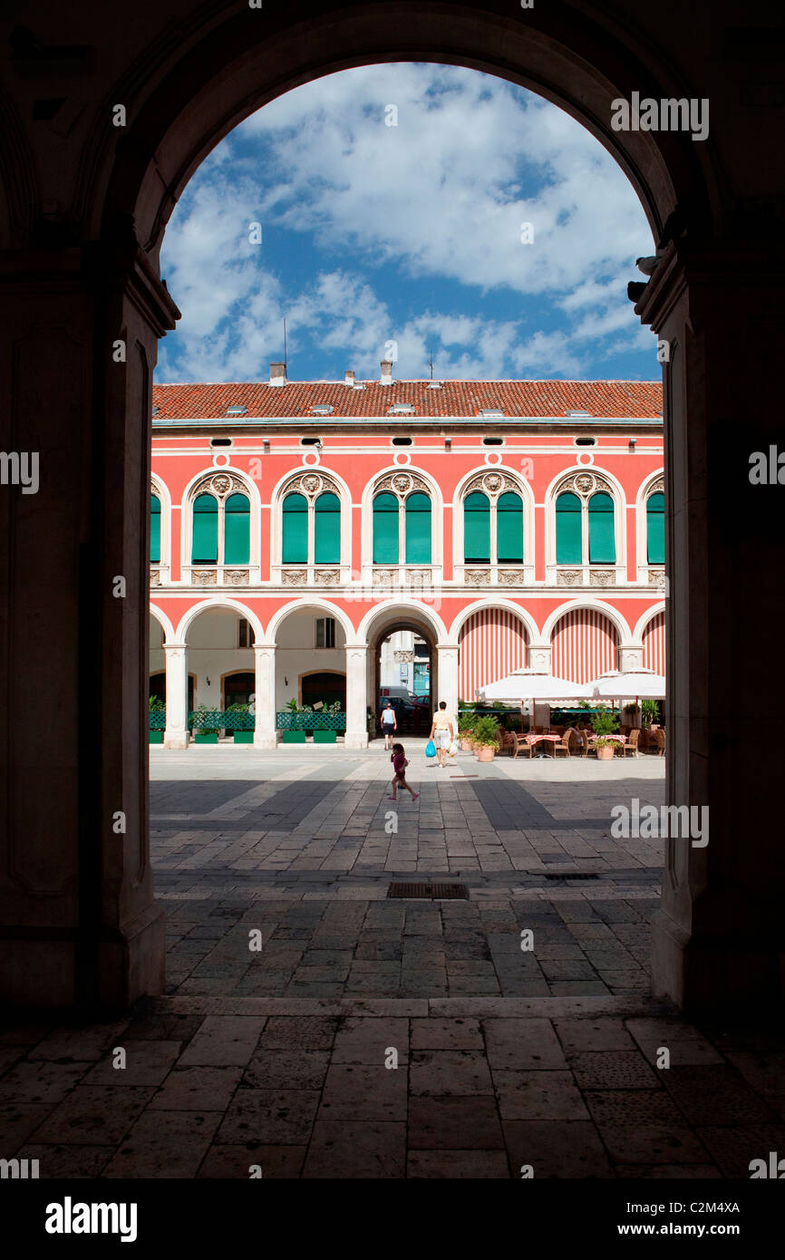 A typical square in Split (Croatia Stock Photo - Alamy