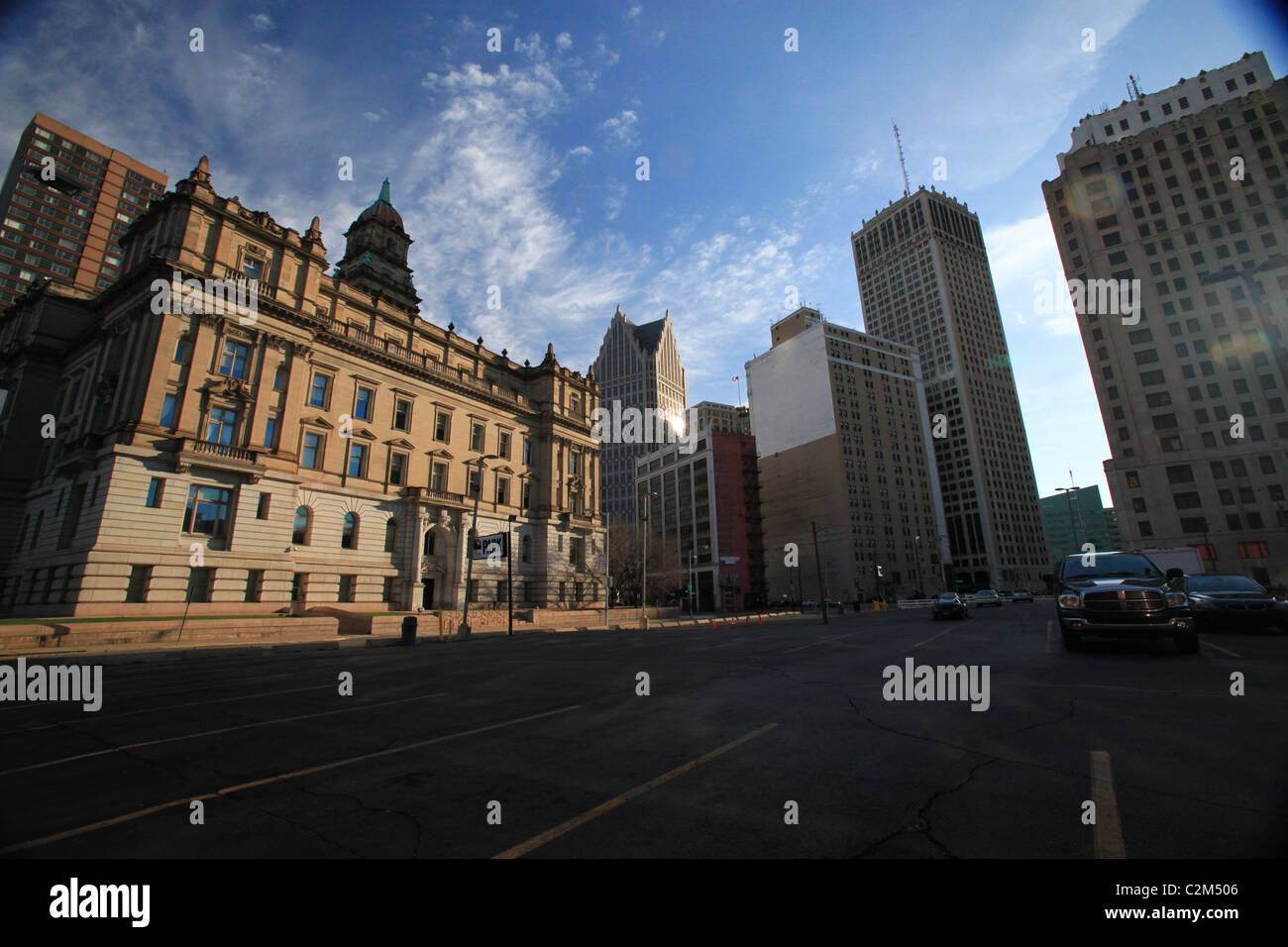 Empty street and parking lot in downtown Detroit Michigan 2011 Stock ...