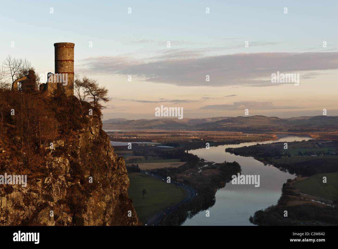 Kinnoull tower and the River Tay, looking towards Dundee Stock Photo ...