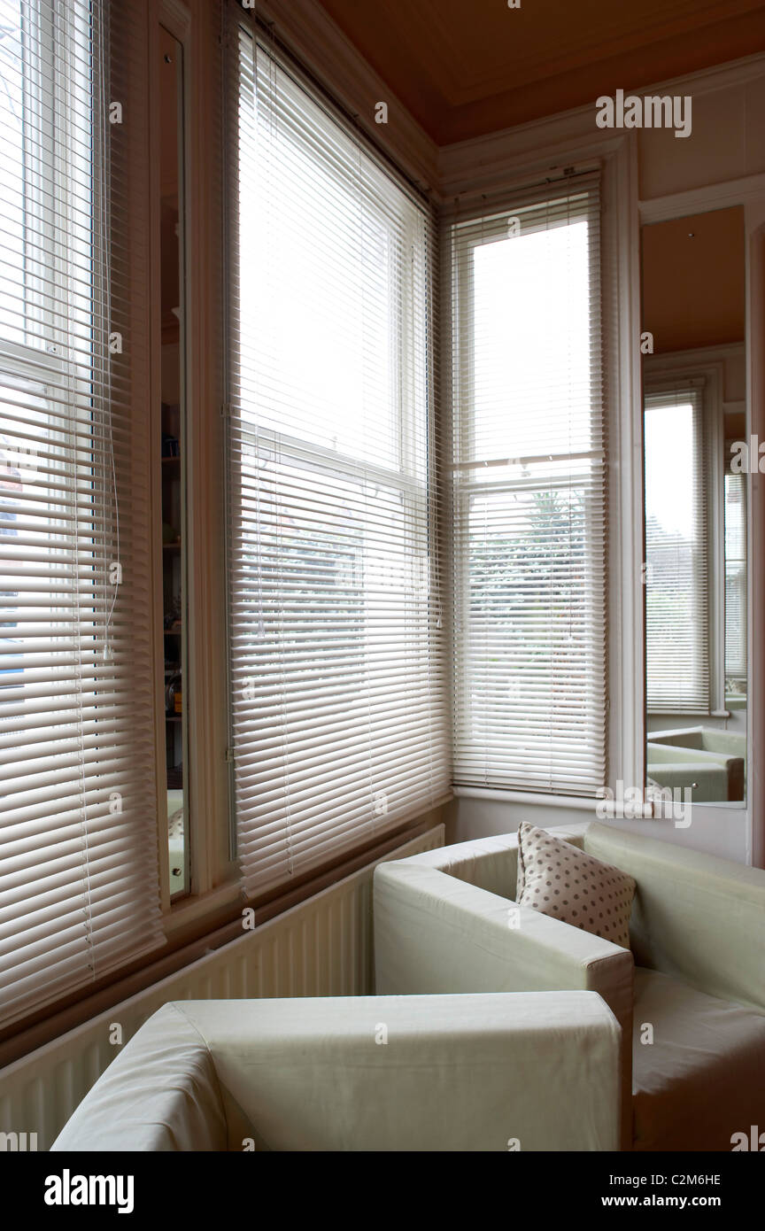 House in South West London. Bay window with cube chairs Stock Photo - Alamy