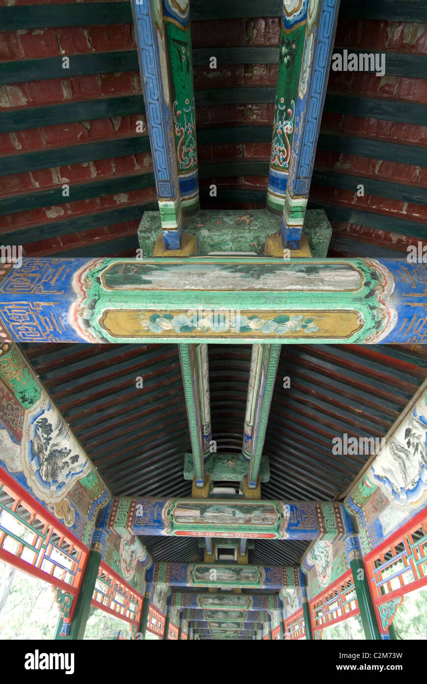 Long corridor ceiling detail, Summer Palace, Beijing, China Stock Photo ...