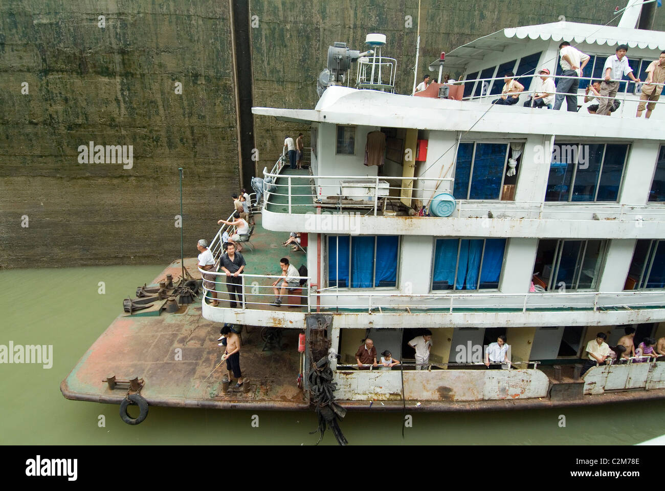 Local boat, Locks, Three Gorges (Sanxia) Dam, Yangtze River, China ...