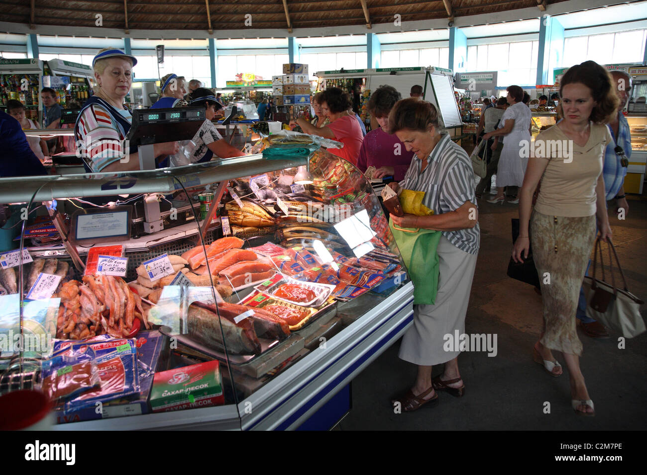 A fish stall in the market hall in Brest, Belarus Stock Photo - Alamy