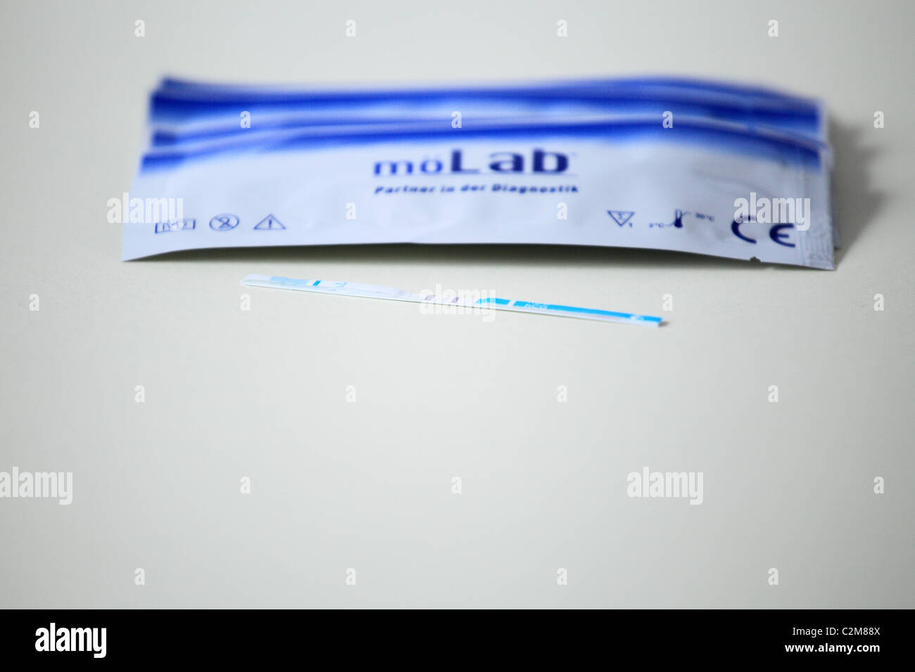 Pregnancy test kit, with positive result, for recognition of hCG ...