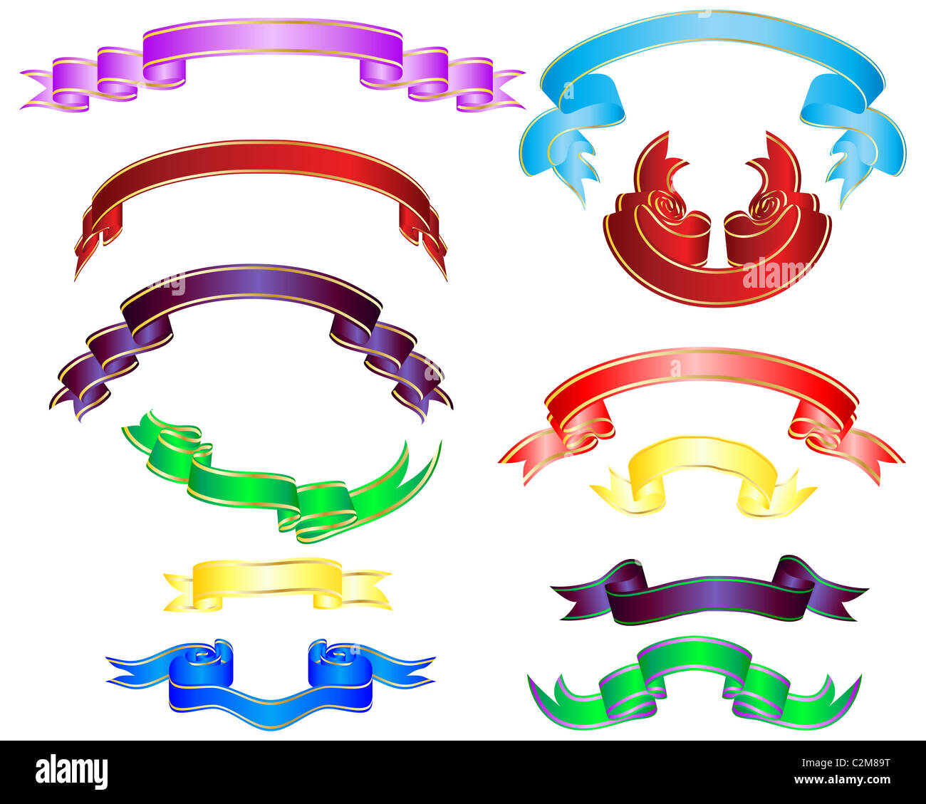 Set of different multicolor striped vector ribbons Stock Photo - Alamy