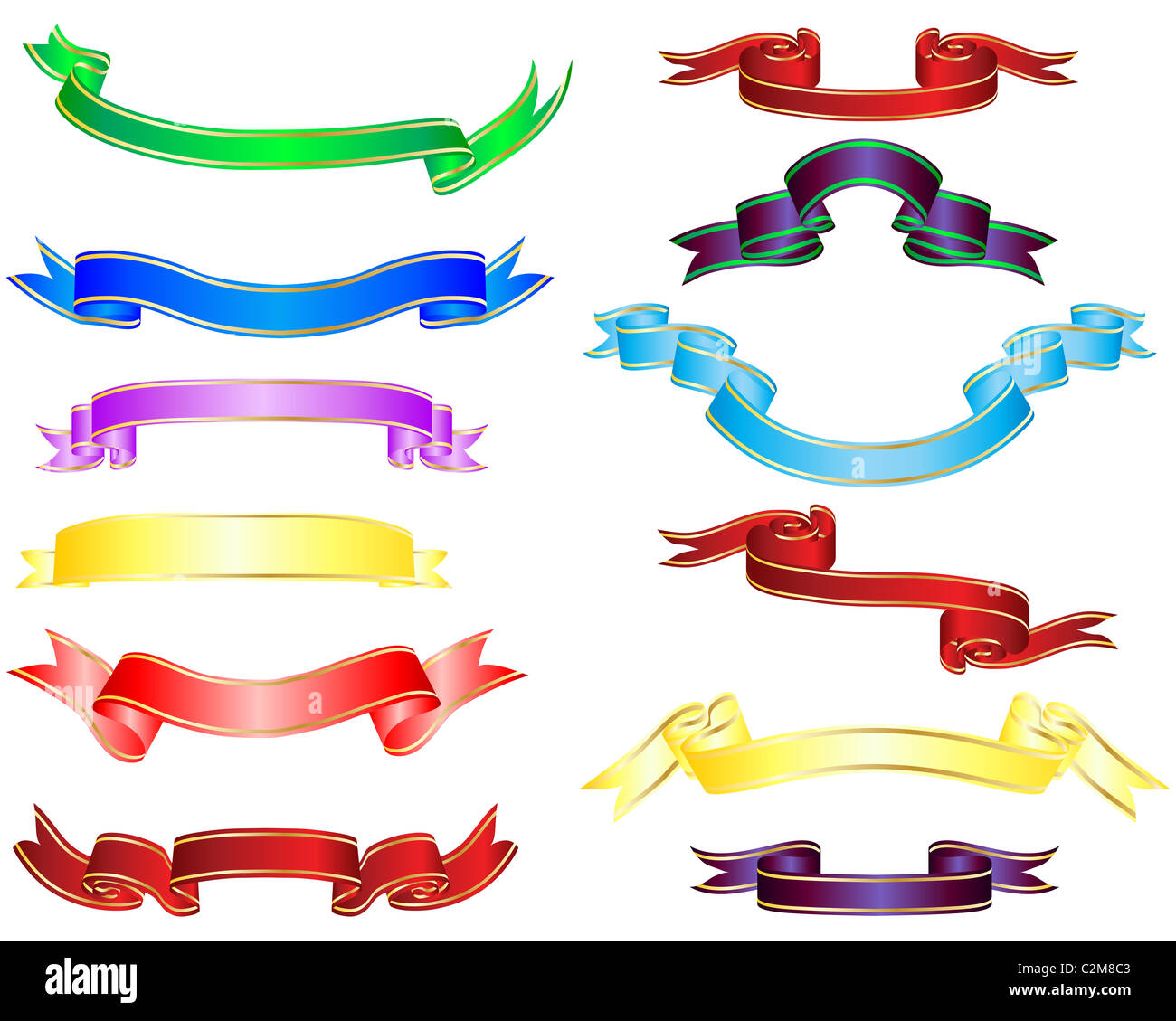 Set of different multicolor striped vector ribbons Stock Photo - Alamy