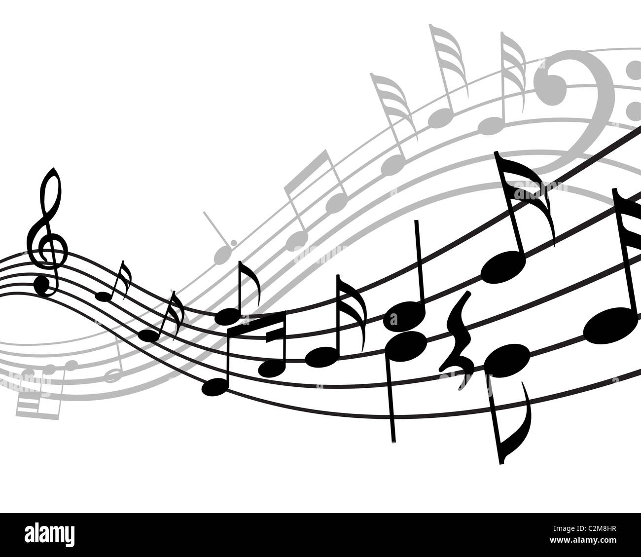 Musical notes staff with lines and shadows Stock Photo - Alamy
