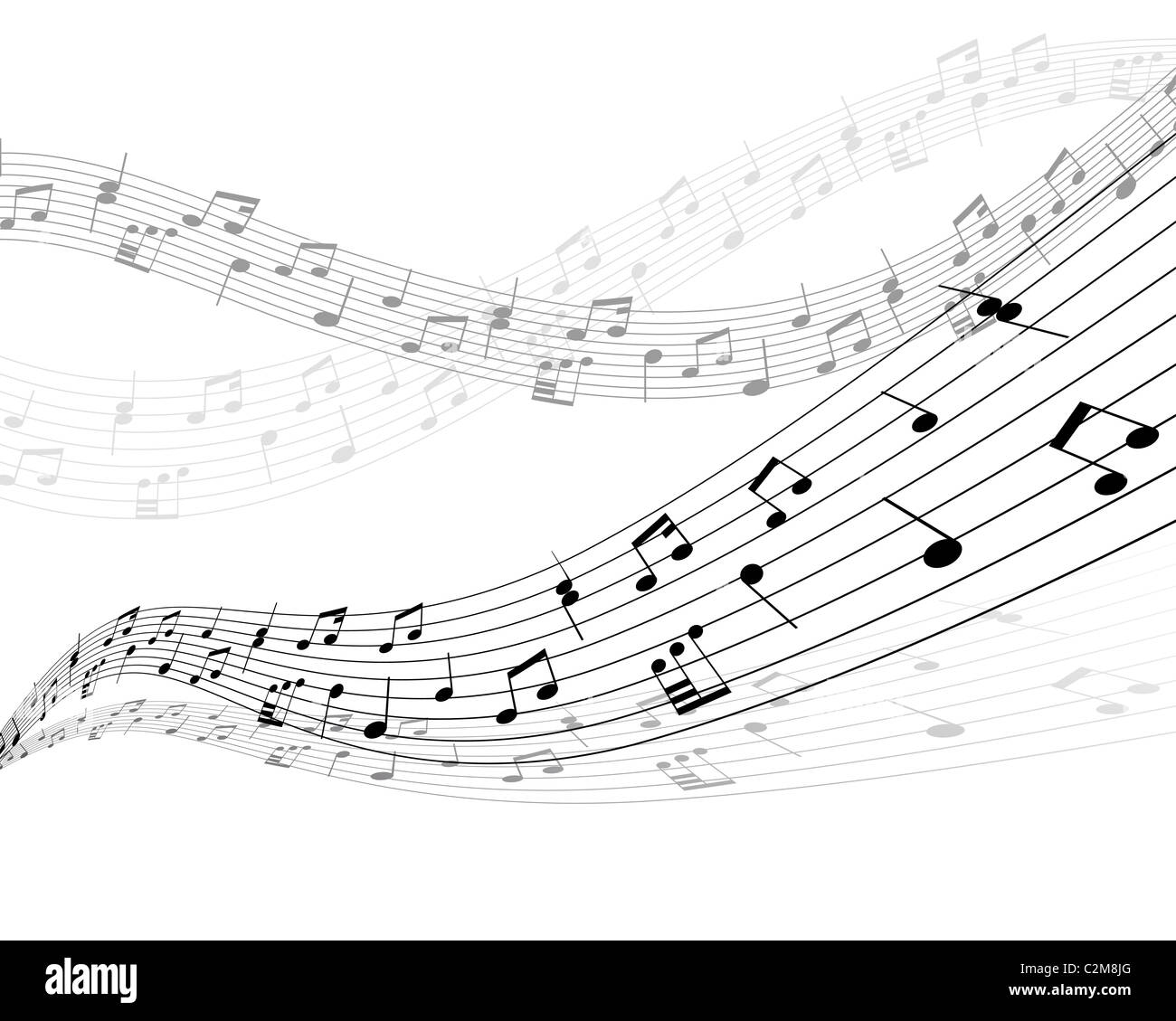 Musical notes staff with lines and shadows Stock Photo - Alamy