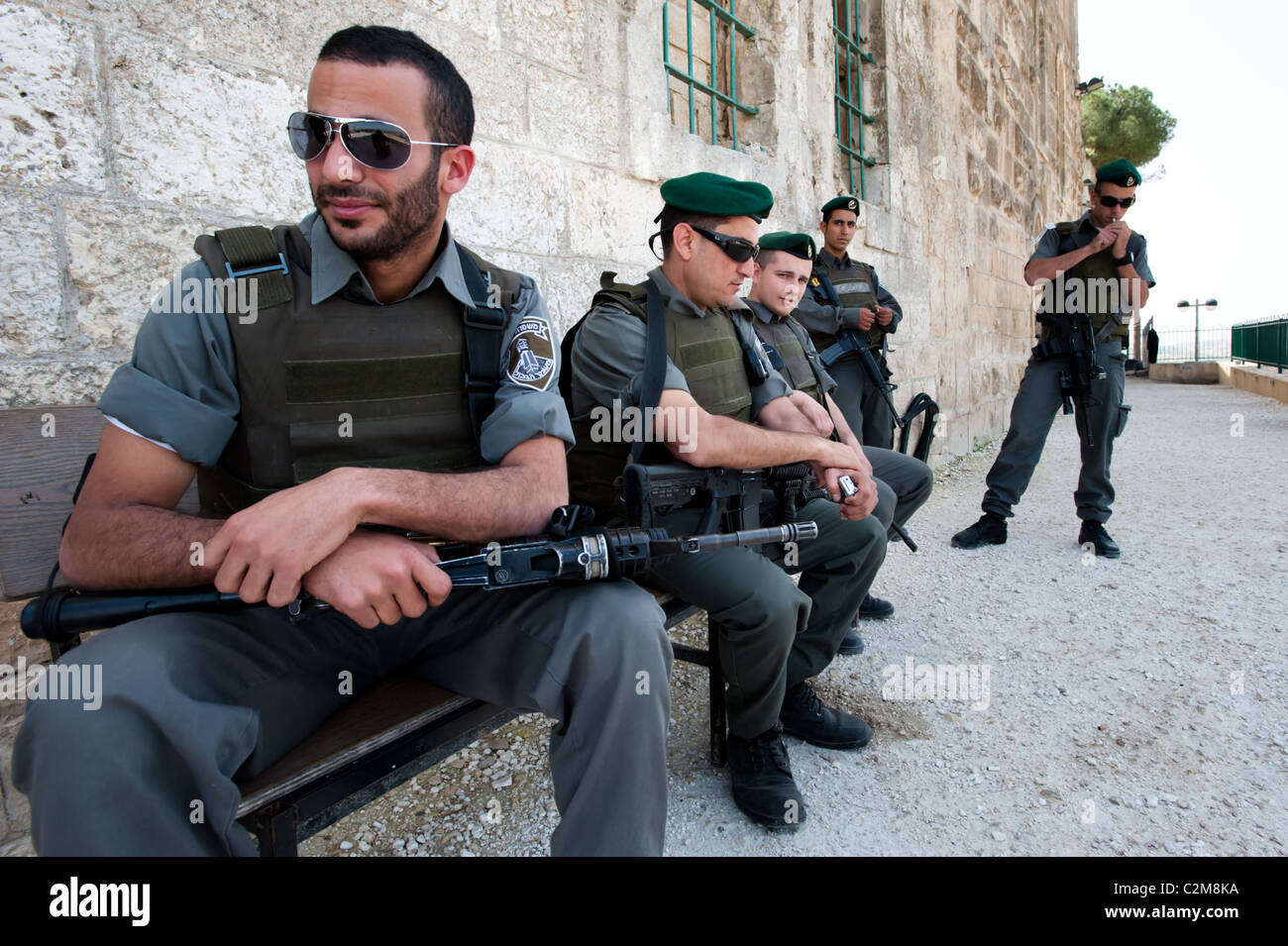 Israeli soldiers in the Palestinian West Bank town of Nabi Samuel Stock ...