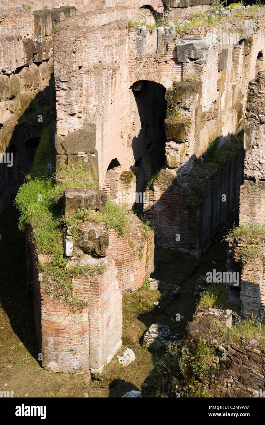 The chambers and cells under the arena at the Colosseum, Rome, Italy ...