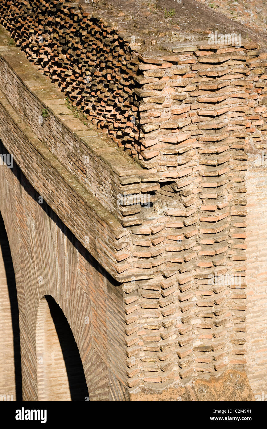 Layers of Roman brickwork, at the Colosseum, Rome, Italy Stock Photo ...