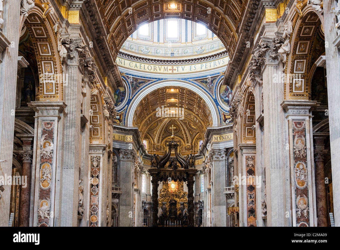 View to the altar, St Peter's Basilica, Vatican City, Rome, Italy Stock ...