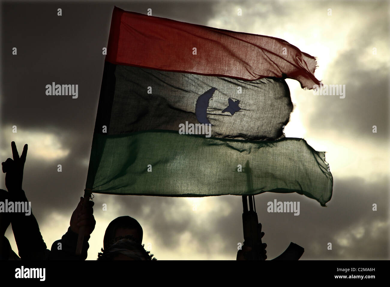 The rebel Libyan flag Stock Photo - Alamy