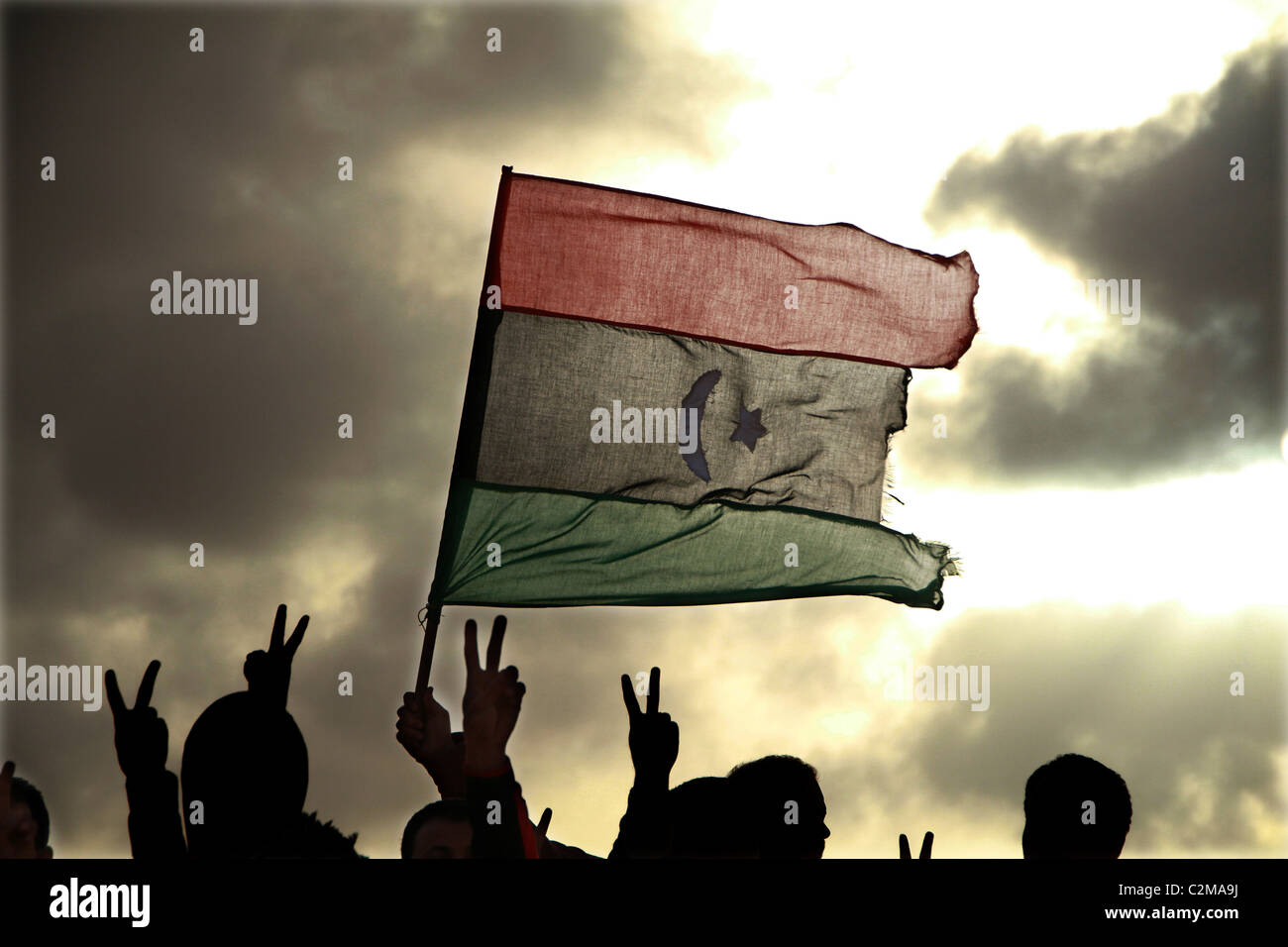 The rebel Libyan flag Stock Photo - Alamy