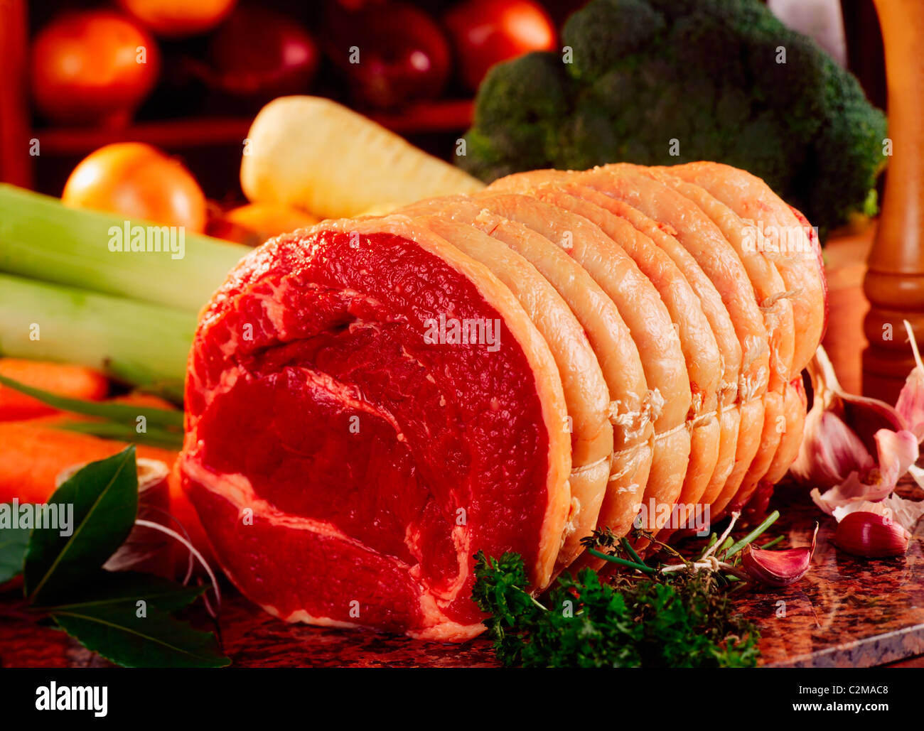 Raw Joint Of Beef Stock Photo - Alamy