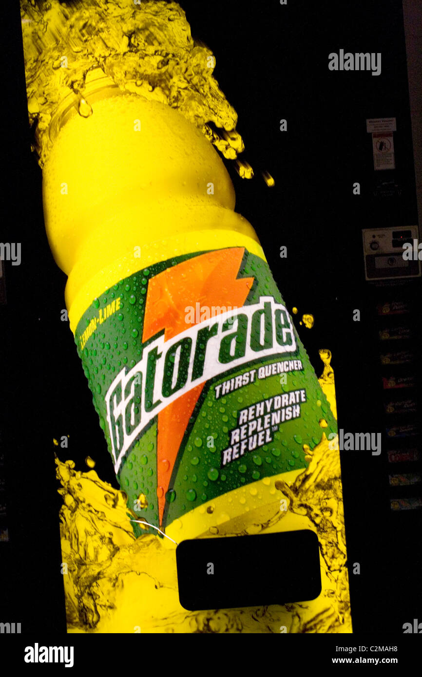 Advertisement of Gatorade on a pop soda coin operated vending machine ...
