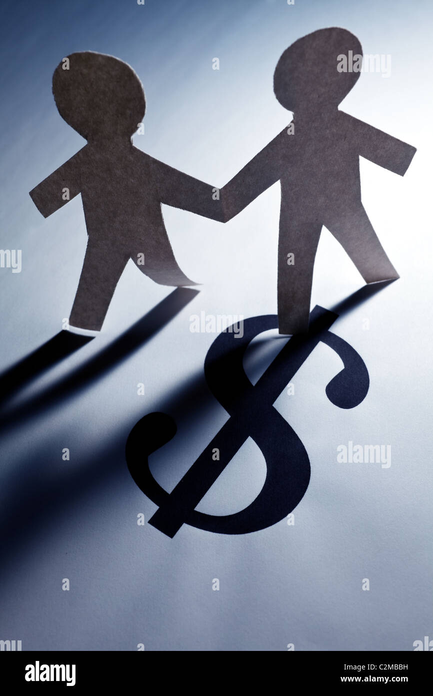 Dollar Sign and Paper Chain Men close up Stock Photo - Alamy