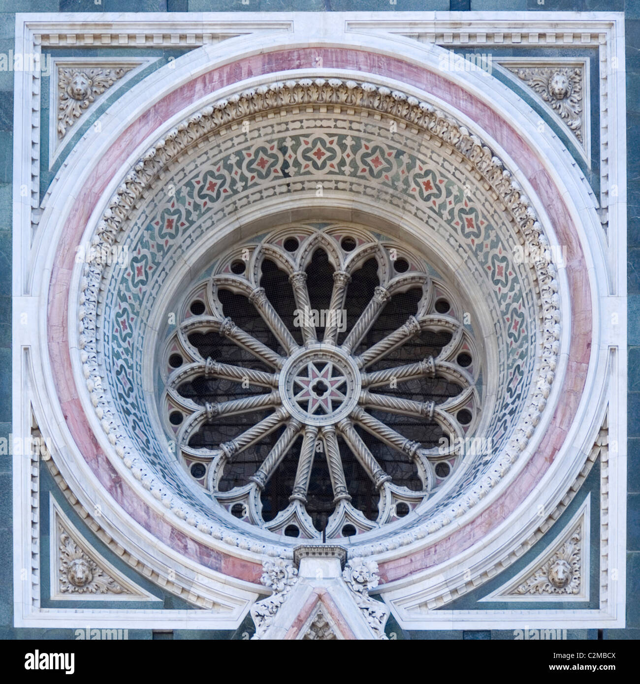 Florence Architectural Details. Rose window, Duomo west side Stock ...