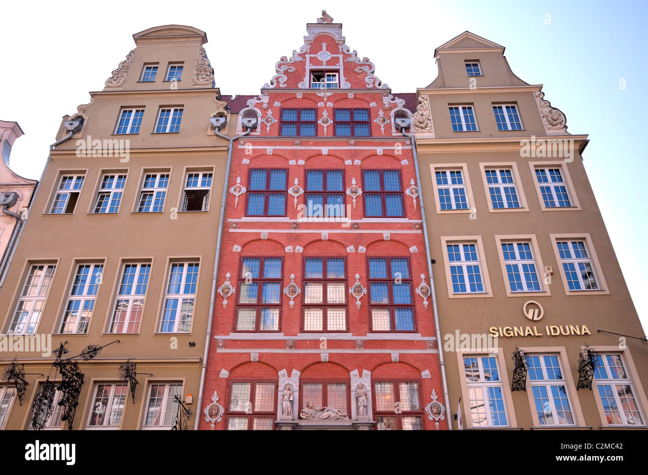 Facade of Reconstructed buildings in the old town of Gdansk Stock Photo ...