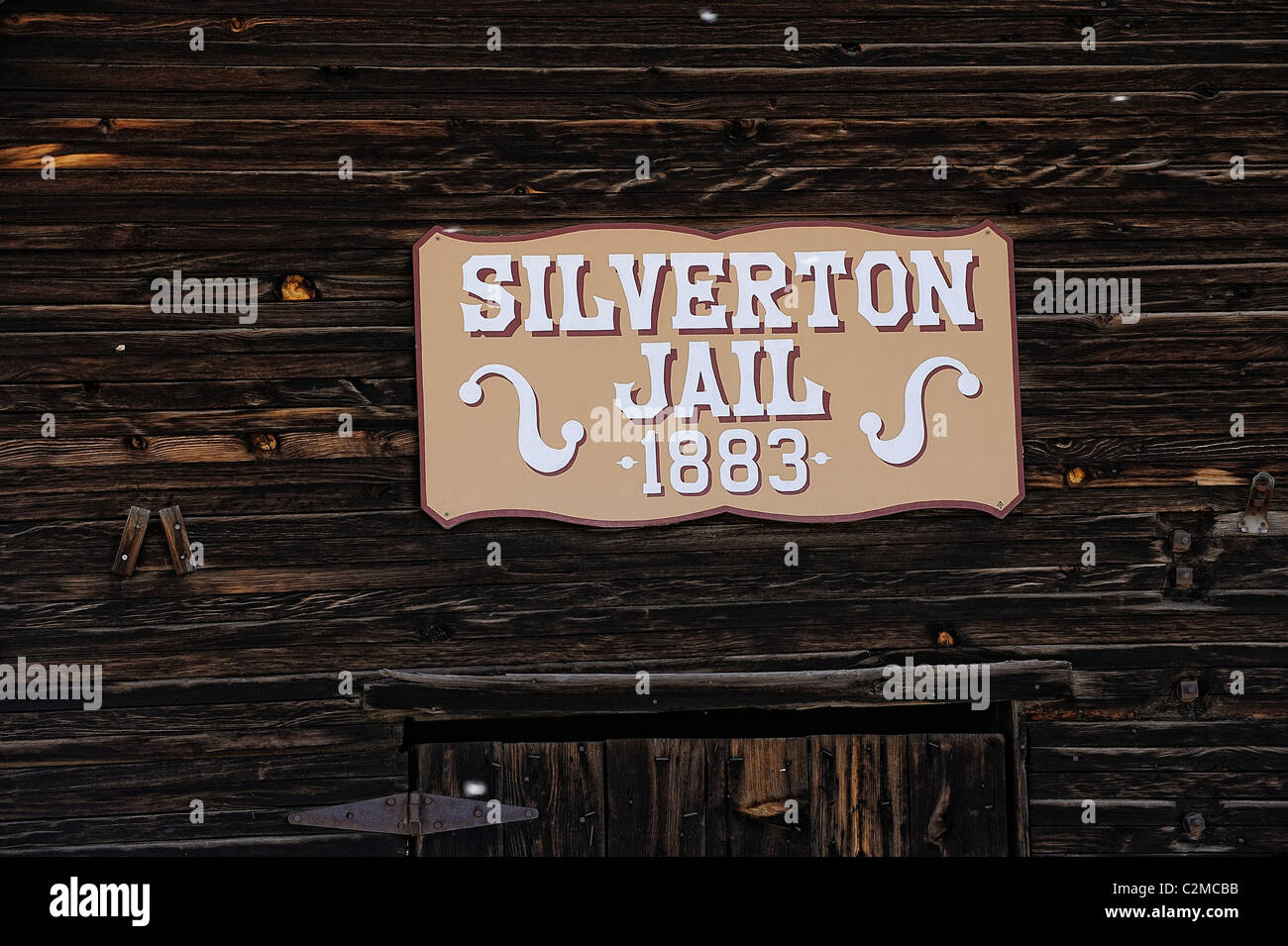 Old wooden jail built in 1883 in Silverton city in the mountains of ...