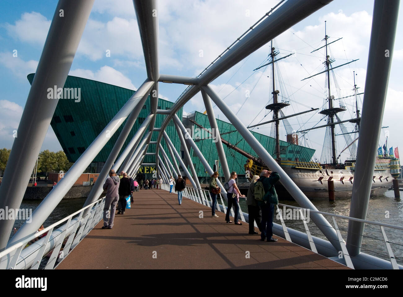 Bridge over the eastern dock to NEMO, the Netherland's largest science ...