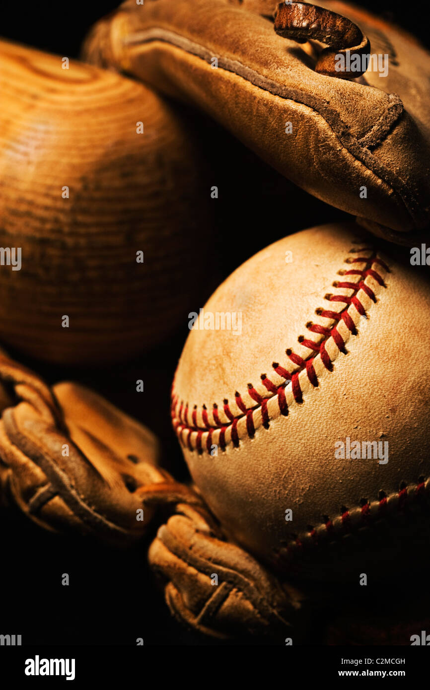 Baseball Bat, Ball, Glove Stock Photo - Alamy