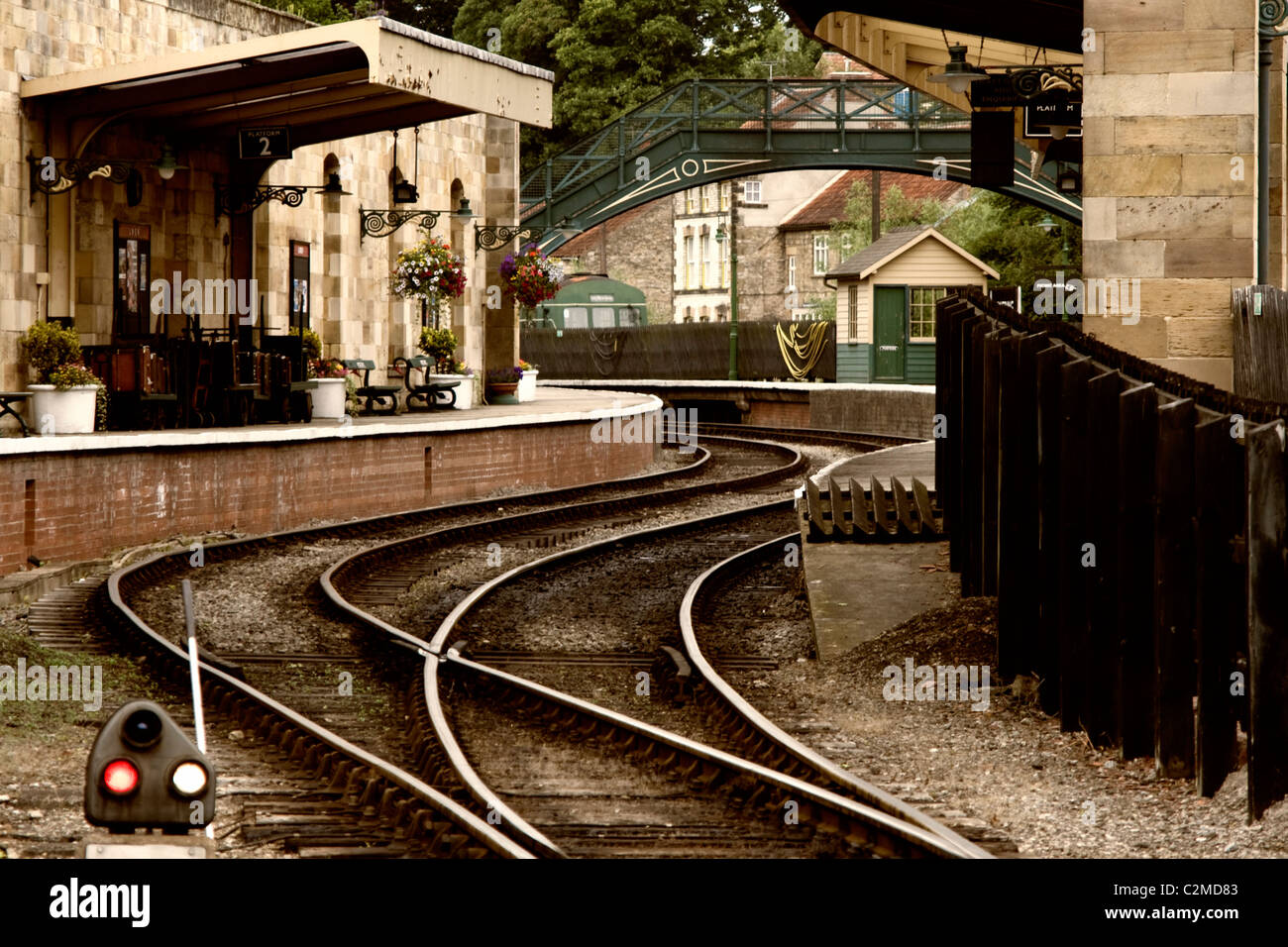 An Old-Fashioned Train Station And Tracks Stock Photo - Alamy