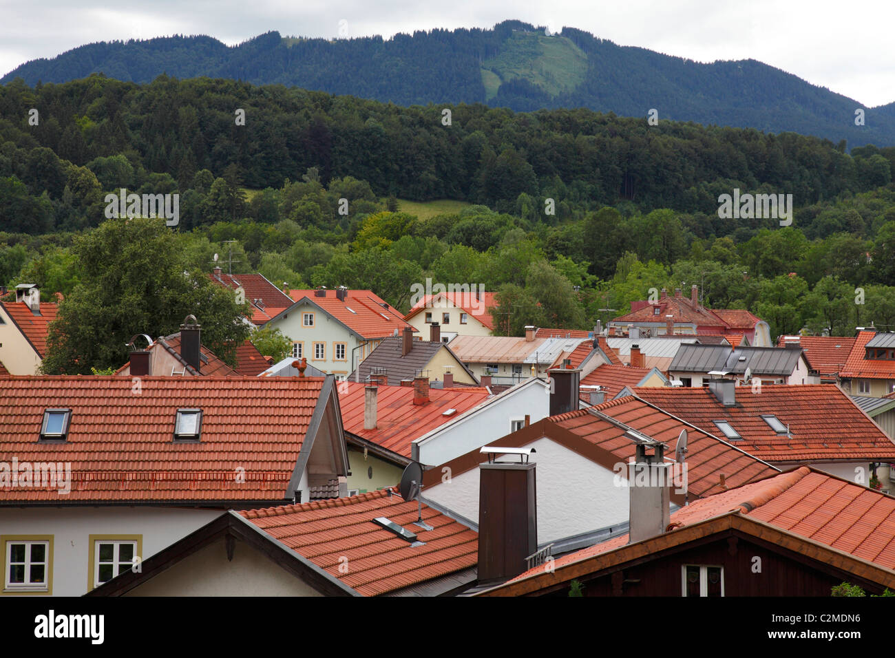 Bad Tolz, Bavaria, view over rooftops Stock Photo - Alamy