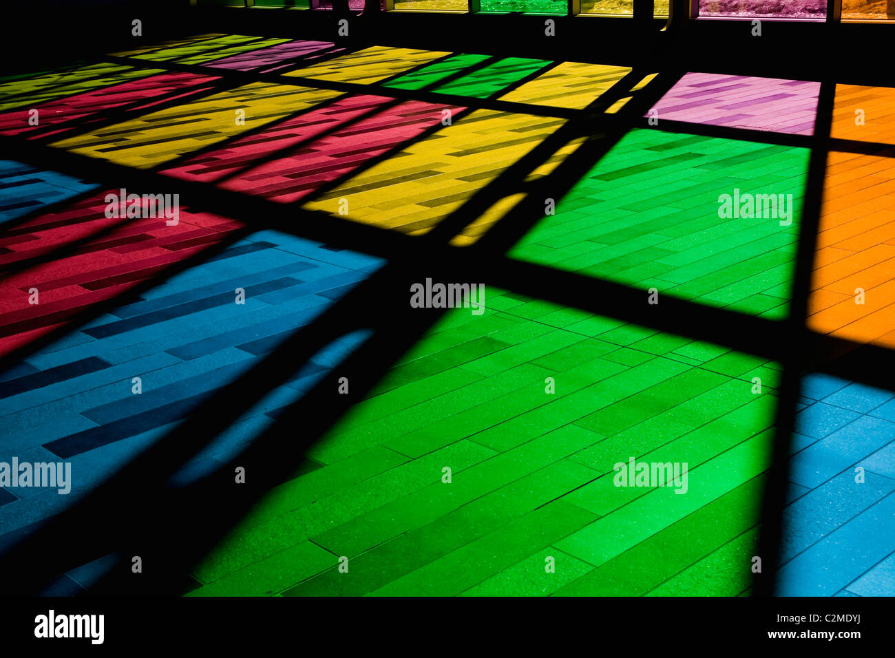 Colorful Windows; Reflection Of Stained Glass Window On The Floor Stock ...