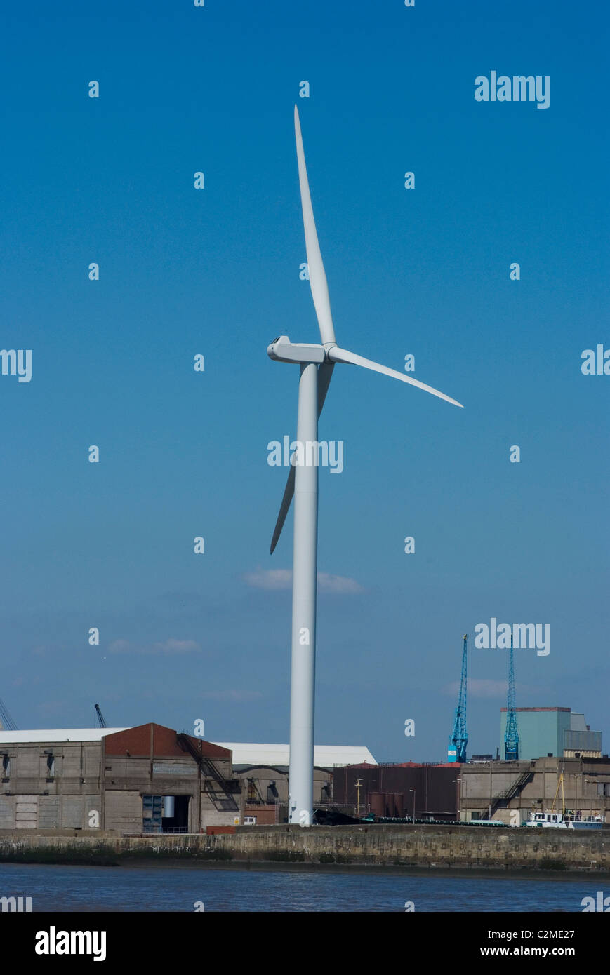 Windmill on the old docks west of Liverpool, Merseyside, England Stock ...