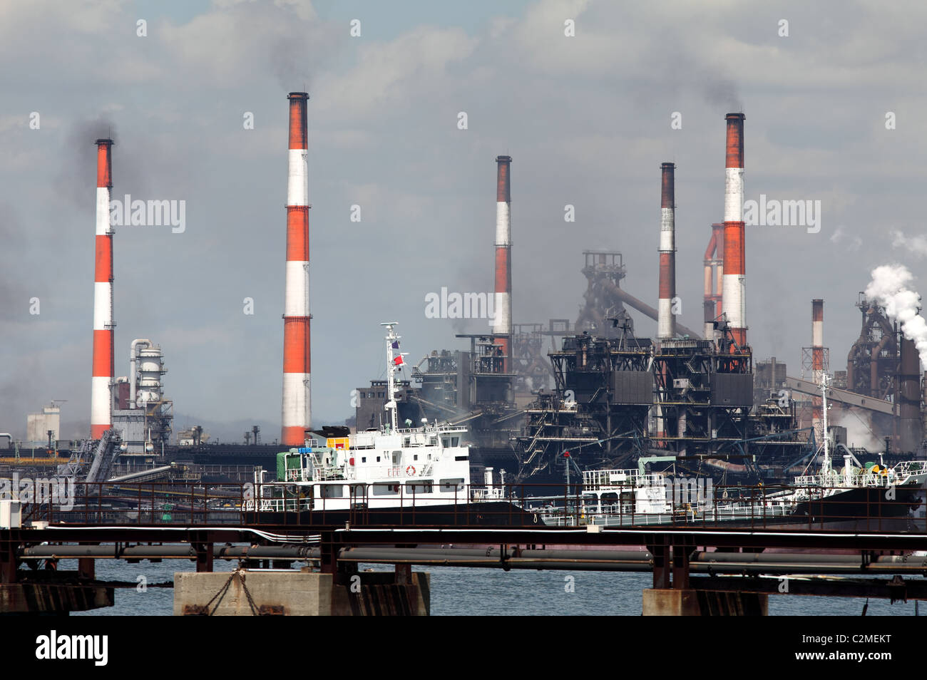 Industrial plant With Smoke Stacks, Industrial area Stock Photo - Alamy