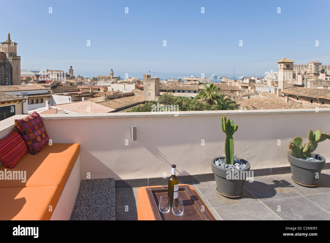 Mallorca Palma penthouse renovation, upper terrace Stock Photo - Alamy