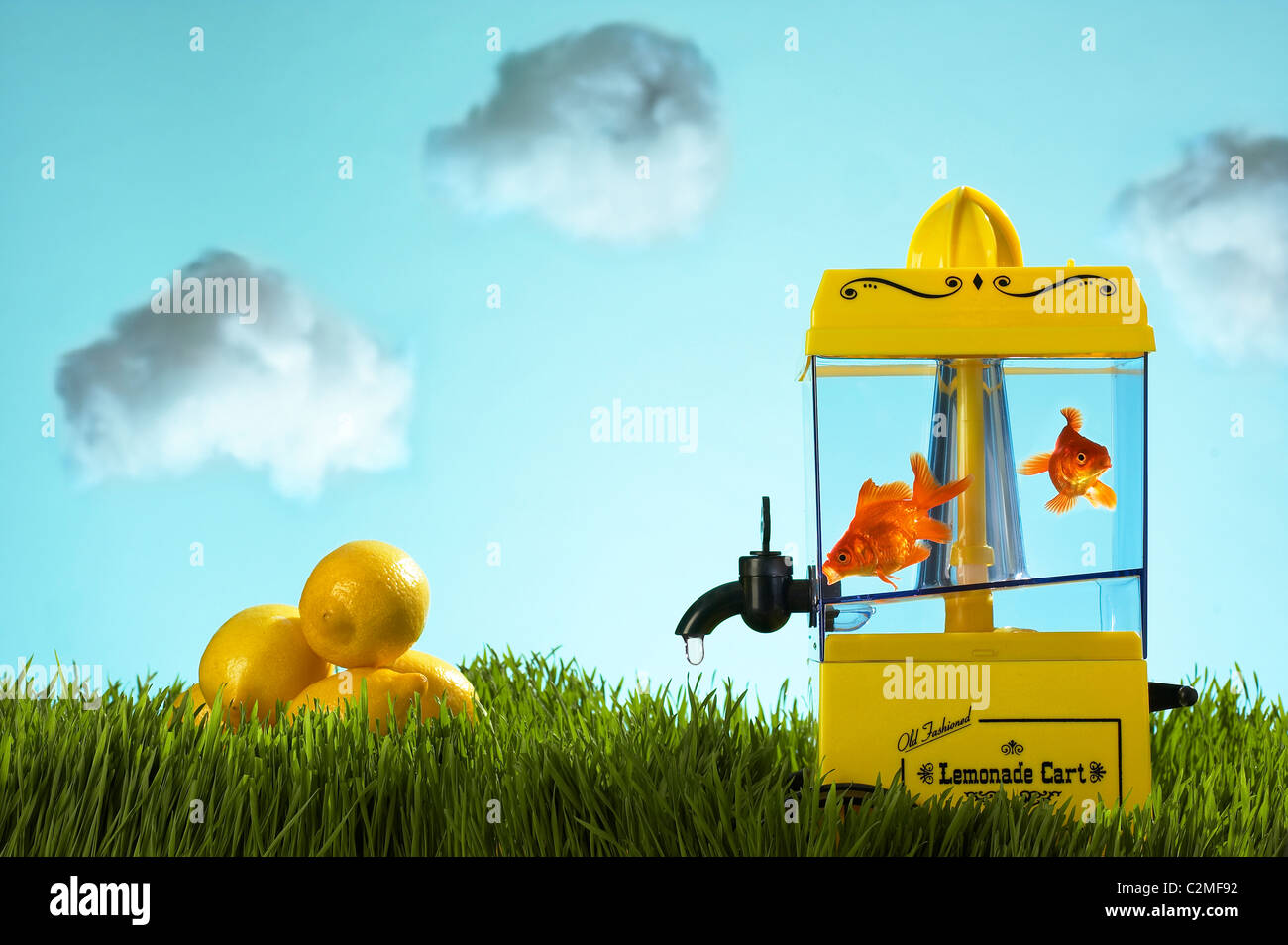 Graphic images with lemonade maker containing fish instead Stock Photo ...