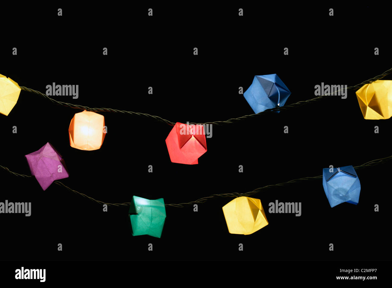 Origami Displayed On A String Stock Photo - Alamy