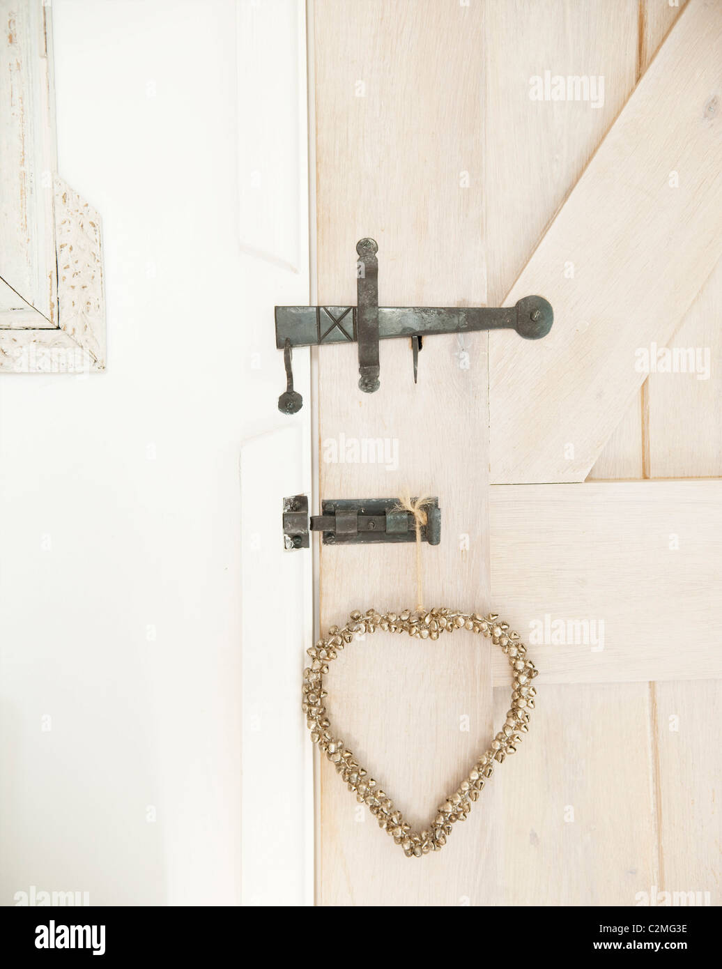 Door latch with decorative heart, Coach House, Orchard Cottage Stock ...