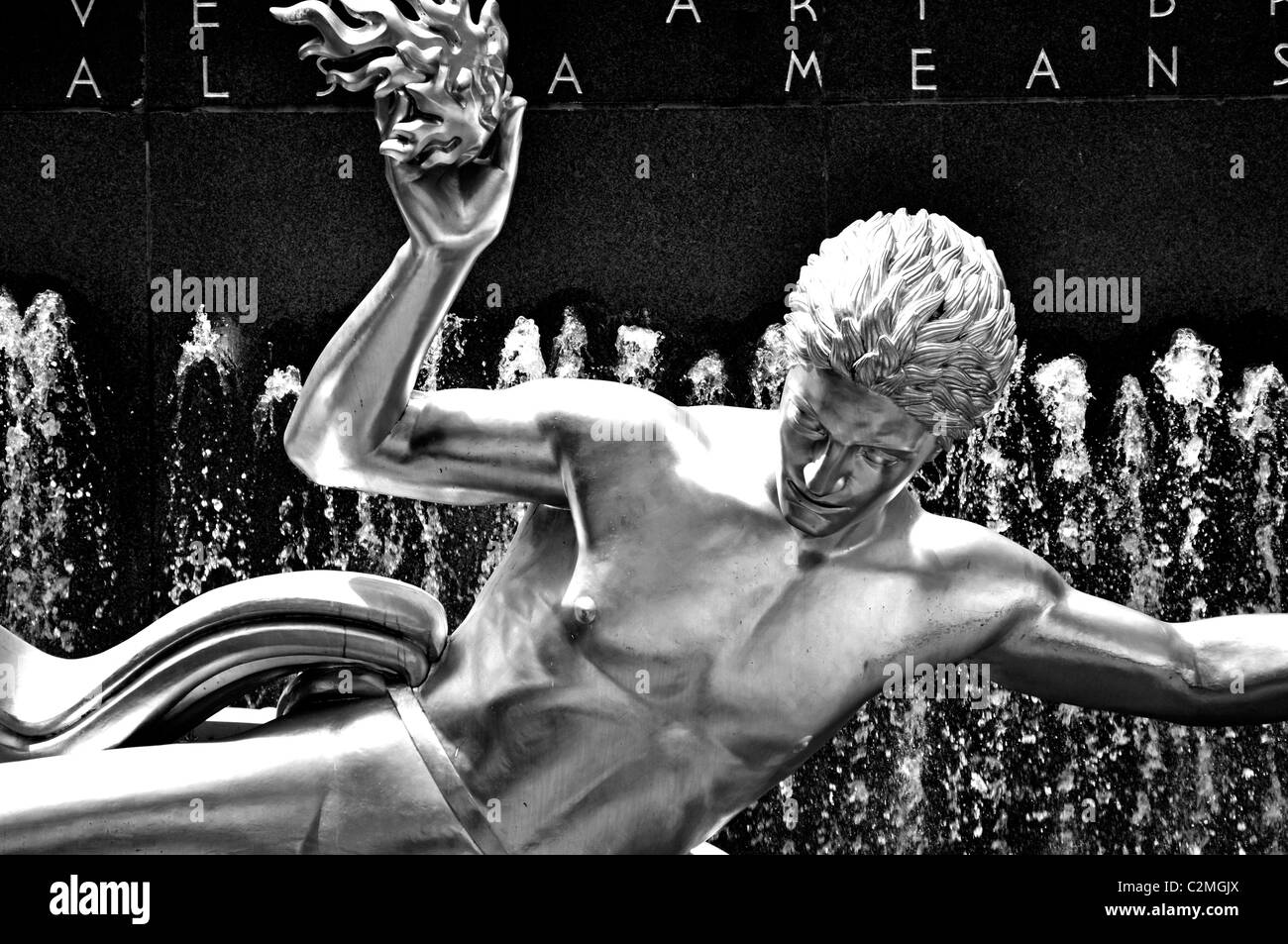 Prometheus gold sculpture Black and White Stock Photos & Images - Alamy