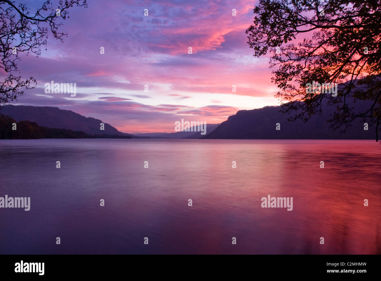 Glorious sunrise over the lake Stock Photo - Alamy