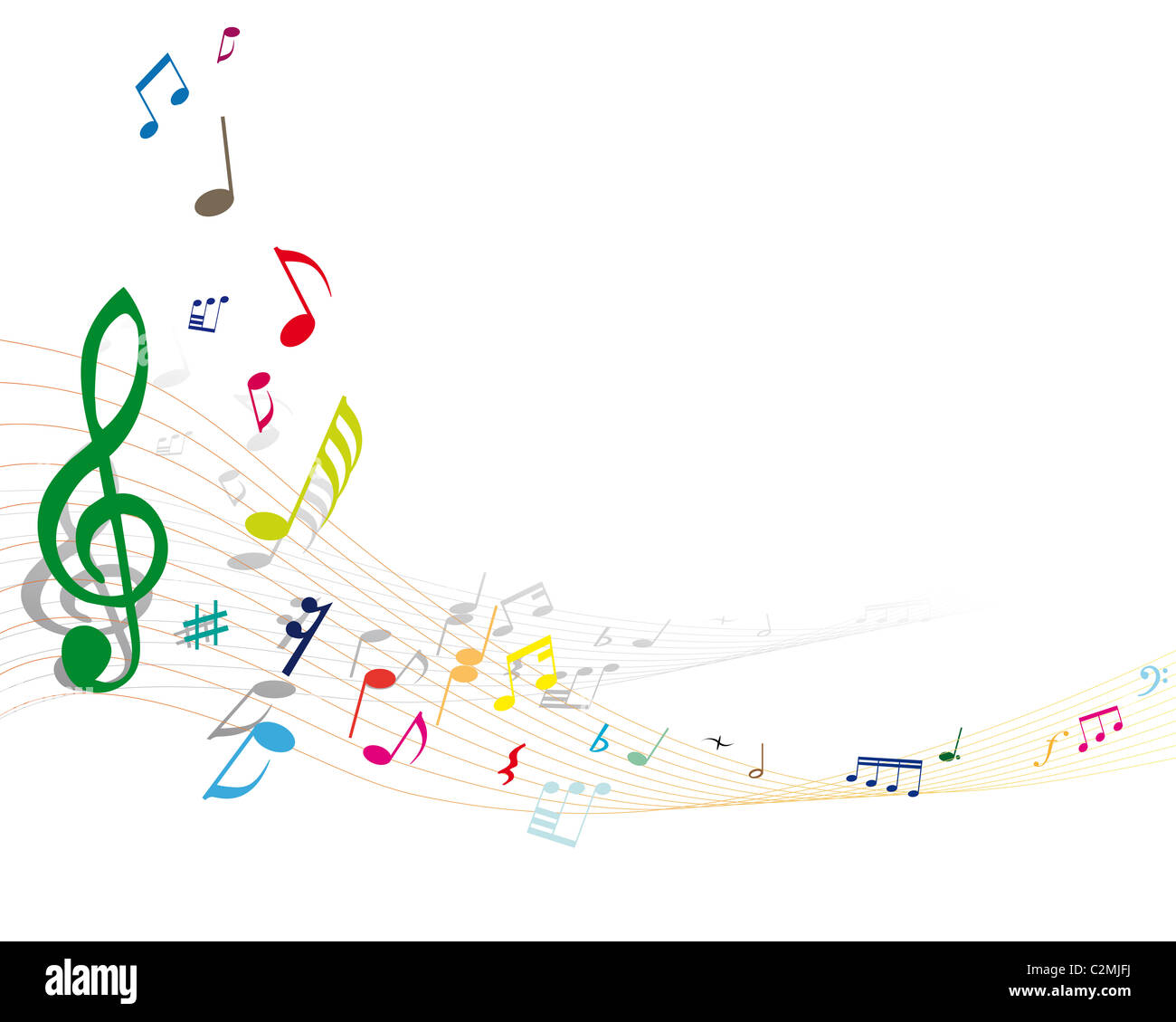 Vector musical notes staff background for design use Stock Photo - Alamy