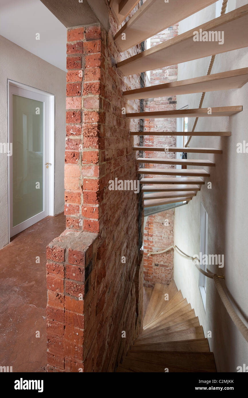 Exposed Brick Wall Staircase