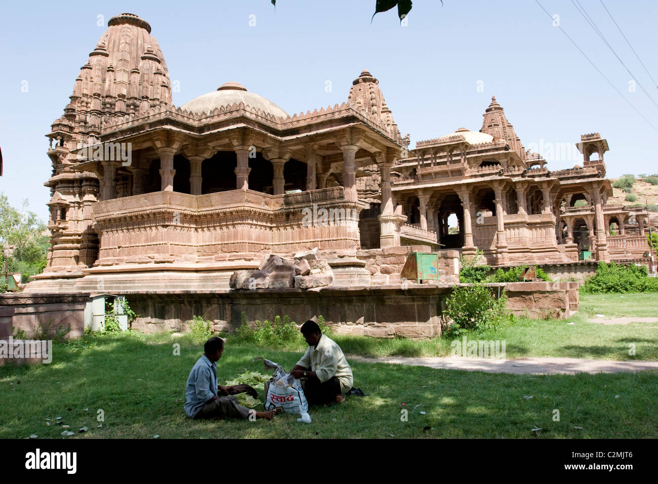 Two men prepare for langur in Mandore, the old capital of the Rathore ...