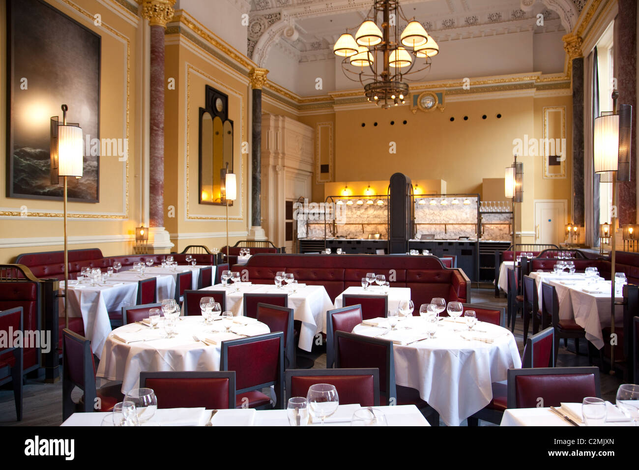 Main dining room at Gilbert Scott restaurant St Pancras Hotel, London ...