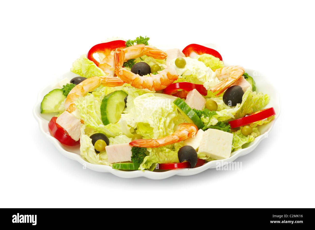 salad in plate on white Stock Photo - Alamy