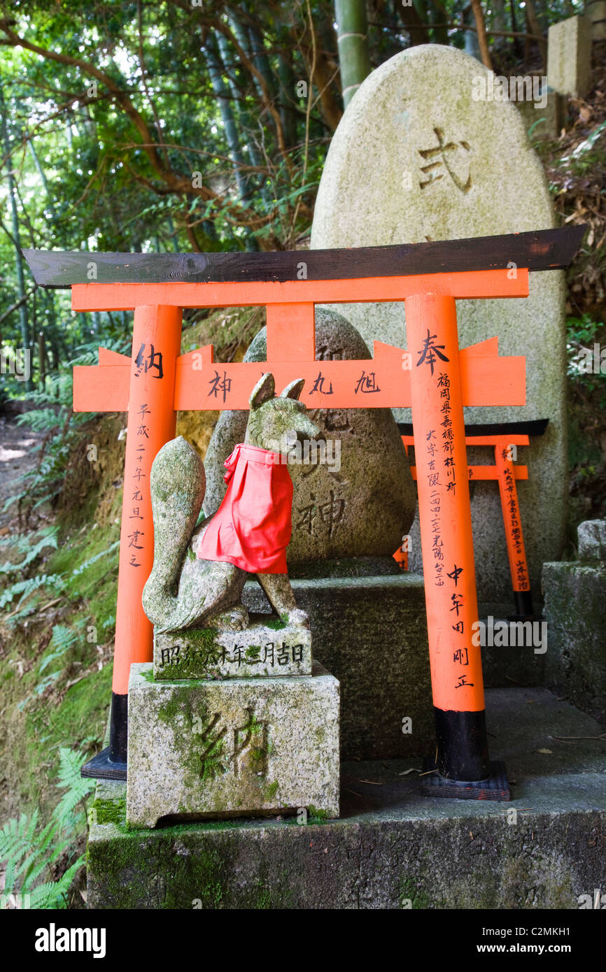 Kitsune or messenger foxes that are a symbol of wealth in Fushimi Inari ...