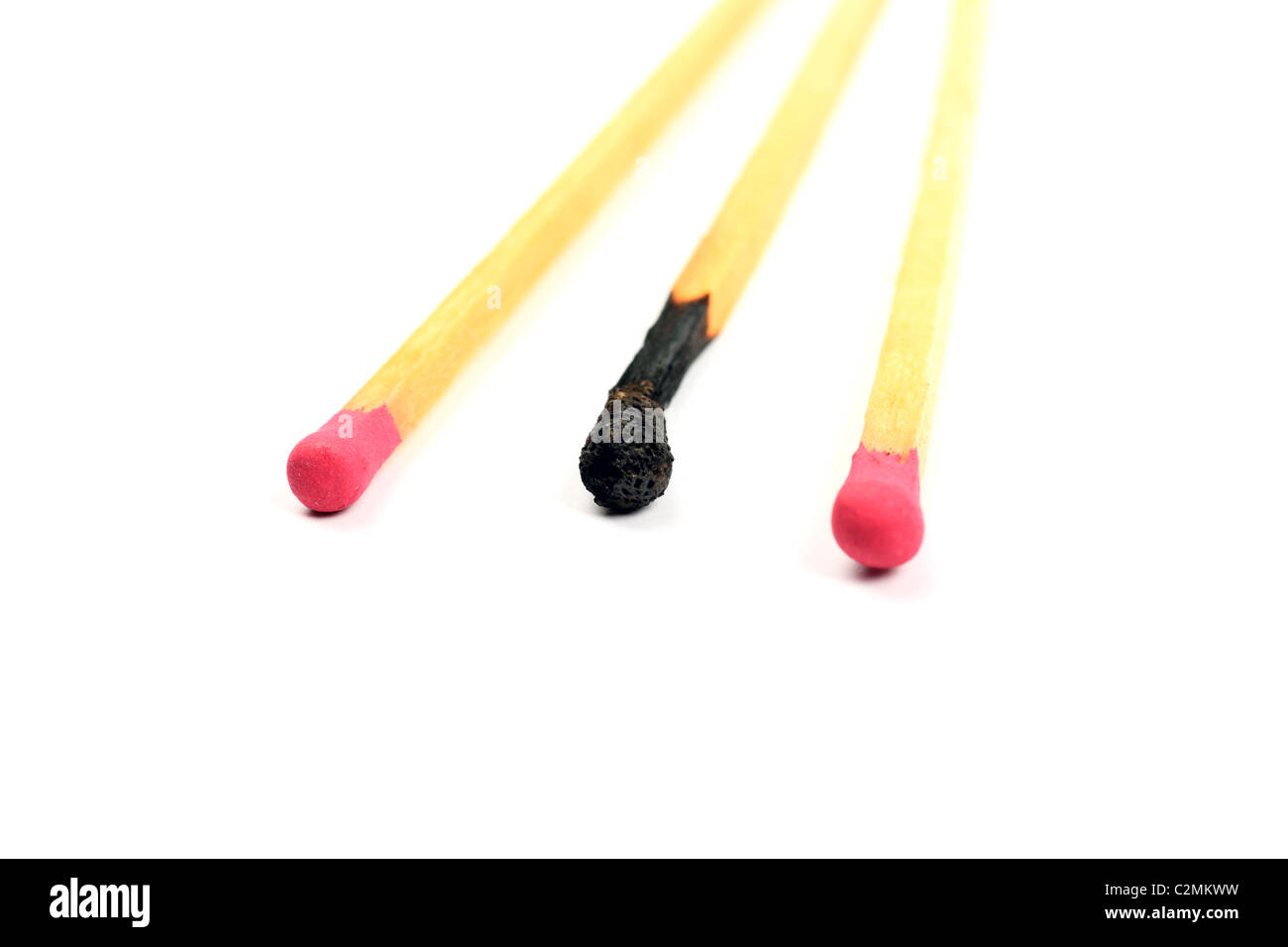 Close up of three long matches isolated on white background Stock Photo ...