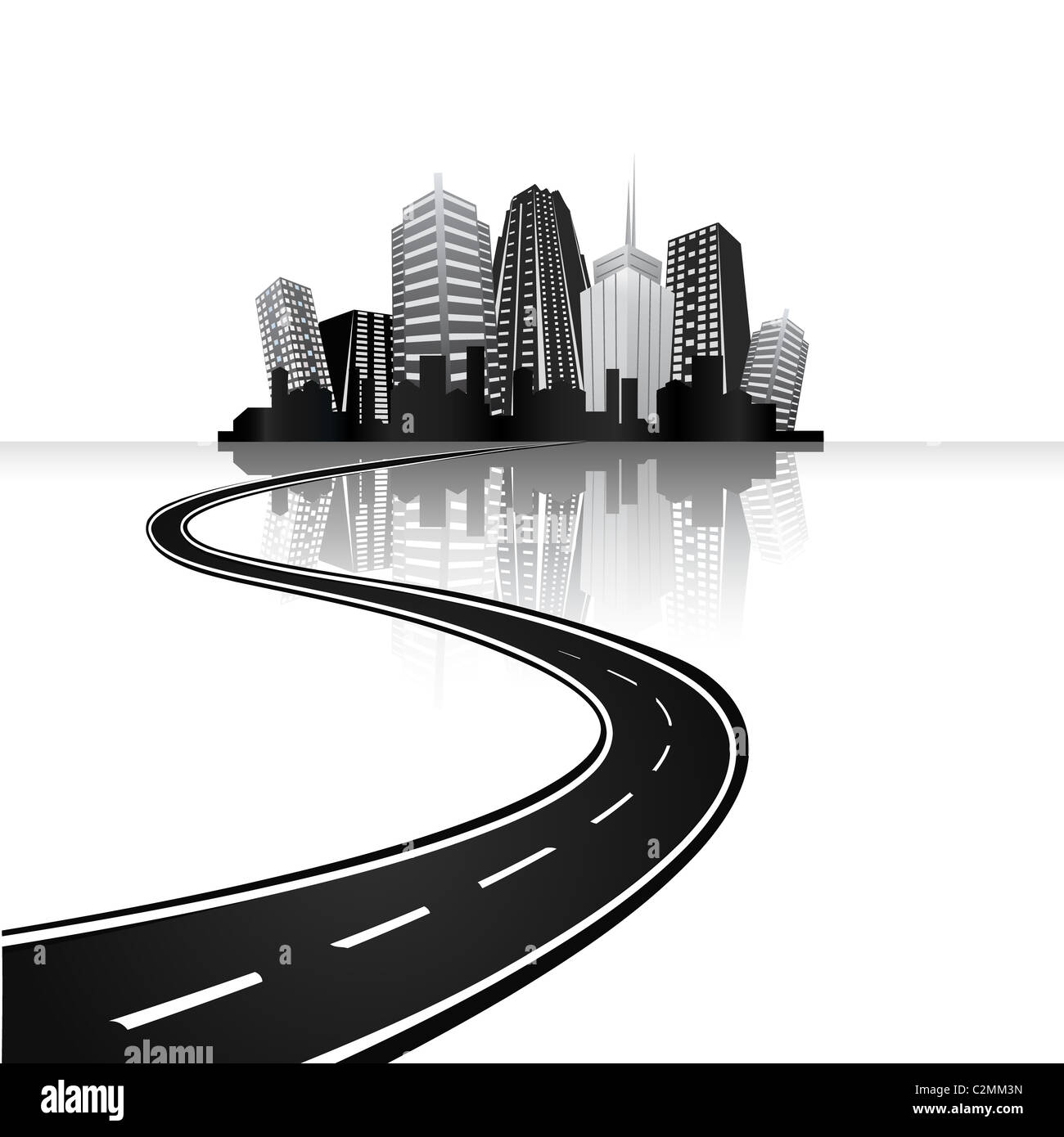 city abstraction with the road leading to it Stock Photo - Alamy