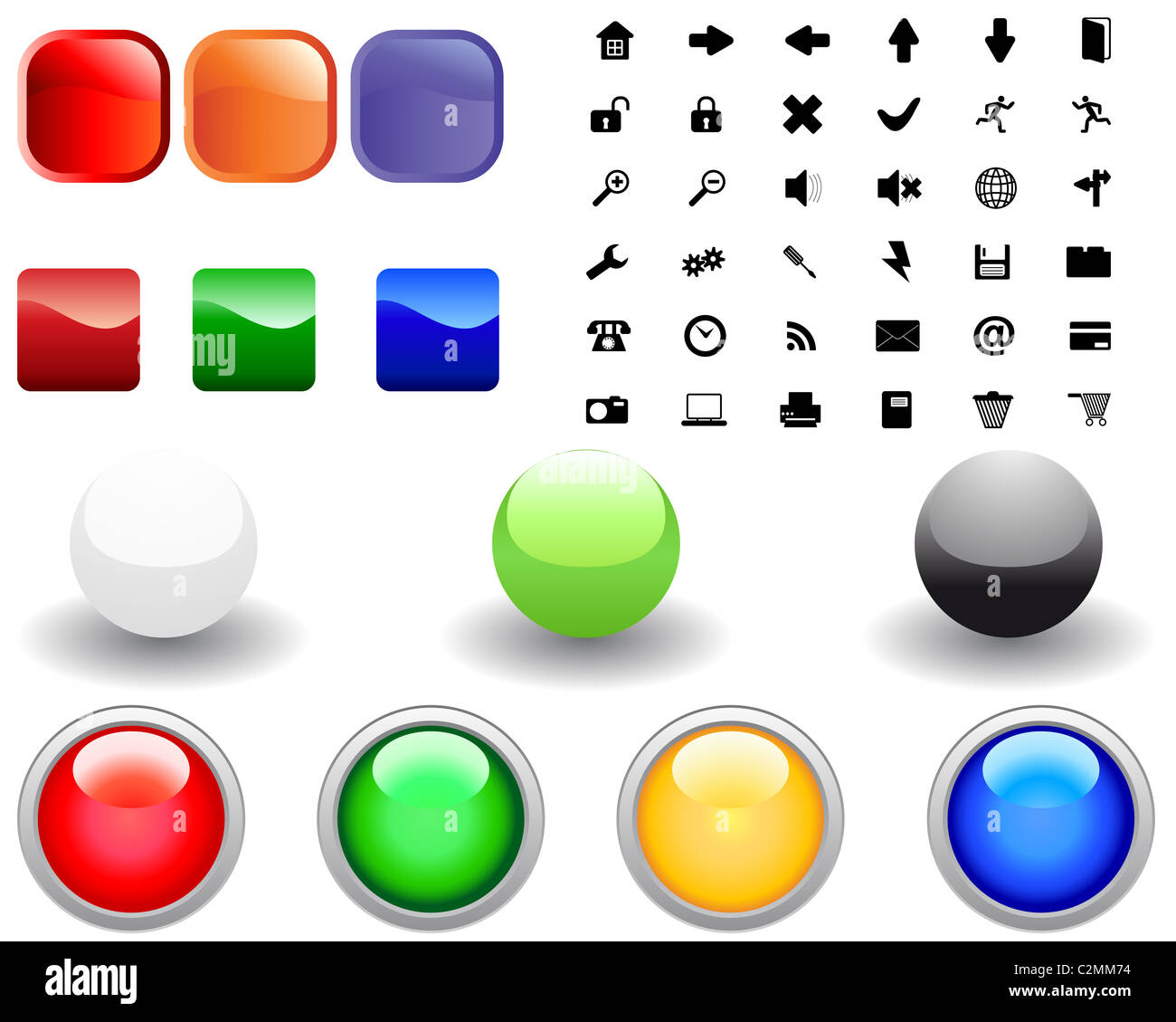 Collection of different icons for using in web design Stock Photo - Alamy