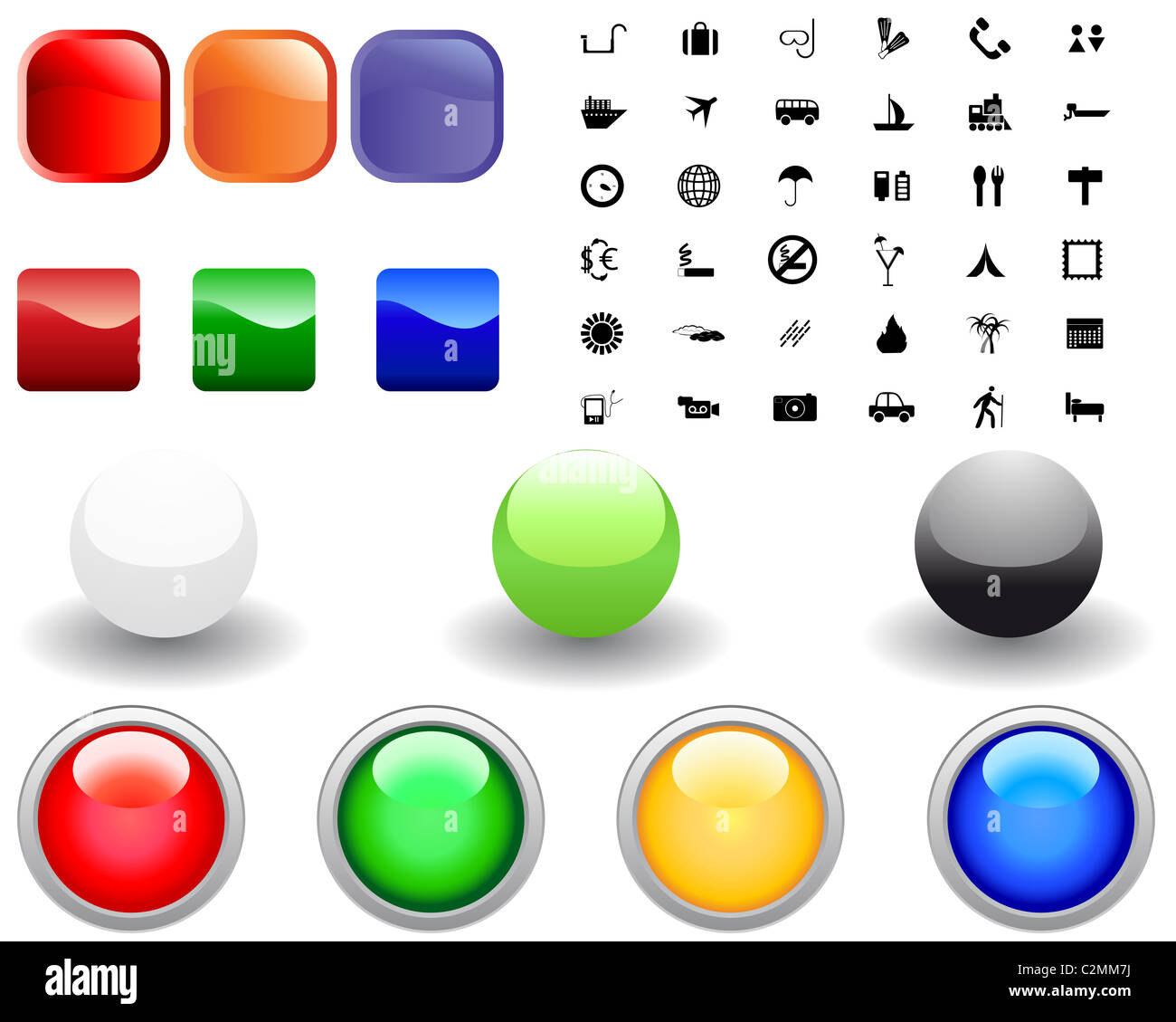 Collection of different icons for using in web design Stock Photo - Alamy