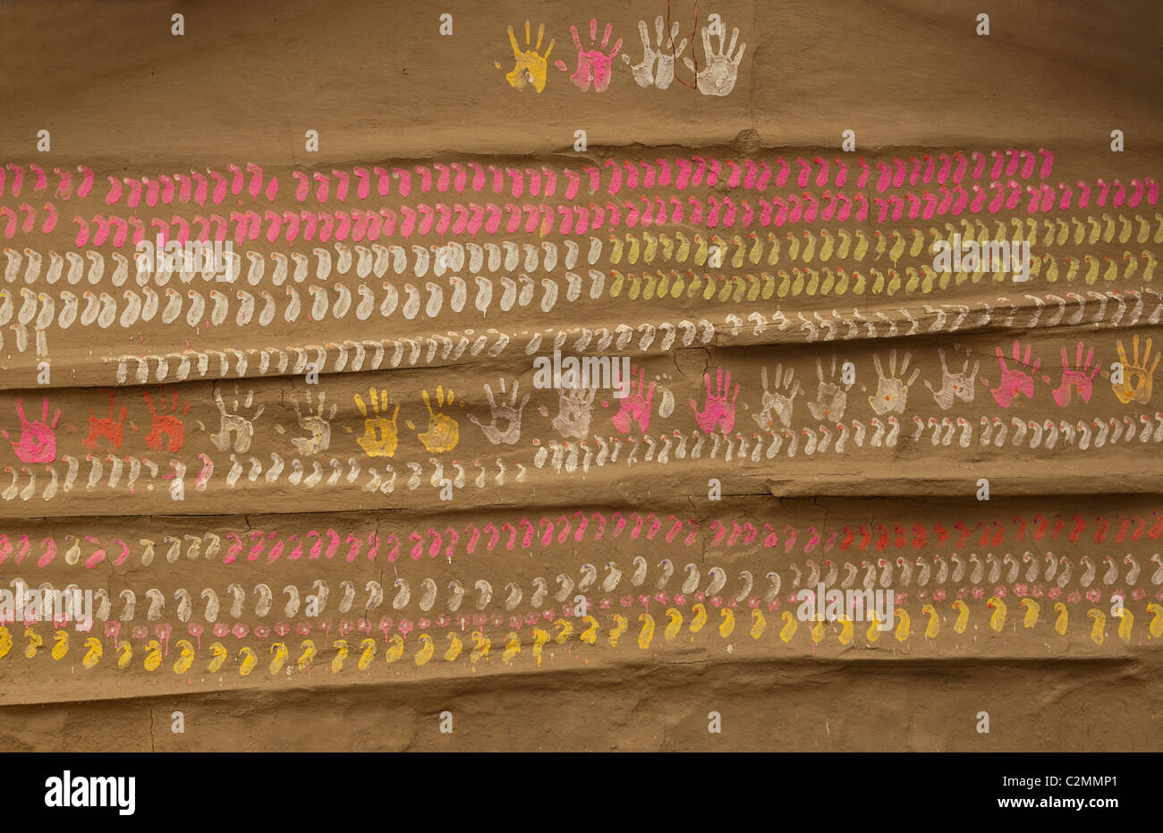 symbols on traditional Tharu home in Chitwan National Park, Nepal Stock ...